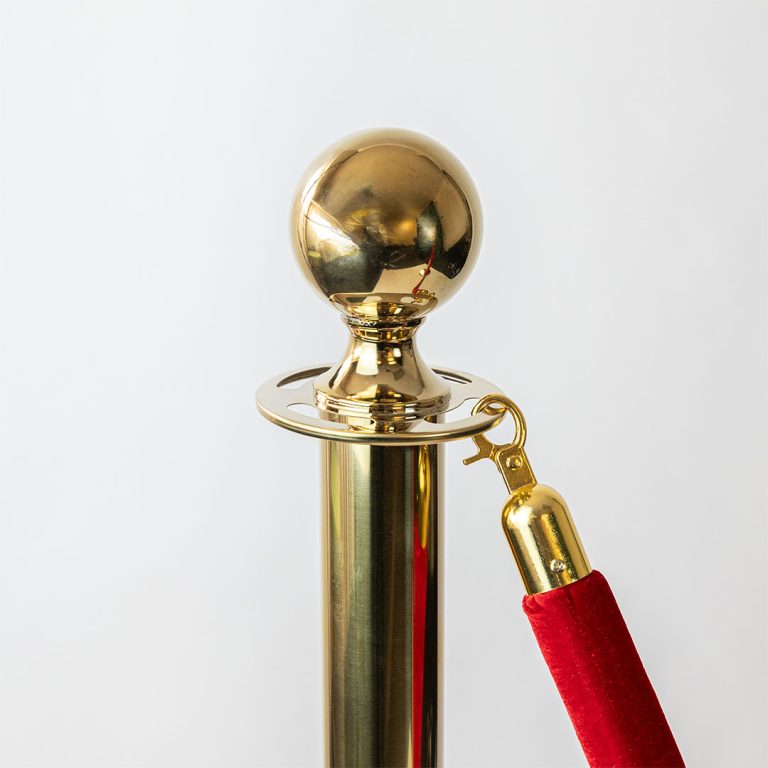 Gold Velvet Rope Barrier - VIP Queue Stanchion Or Bollard