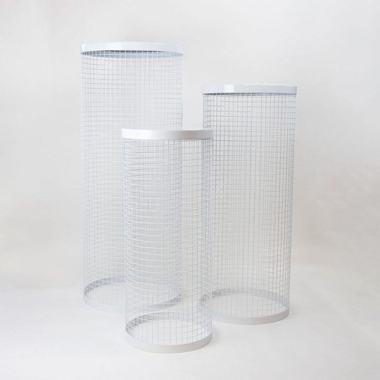 Metal Mesh Wire Plinth 3-Pce Set - In White, Black Or Gold