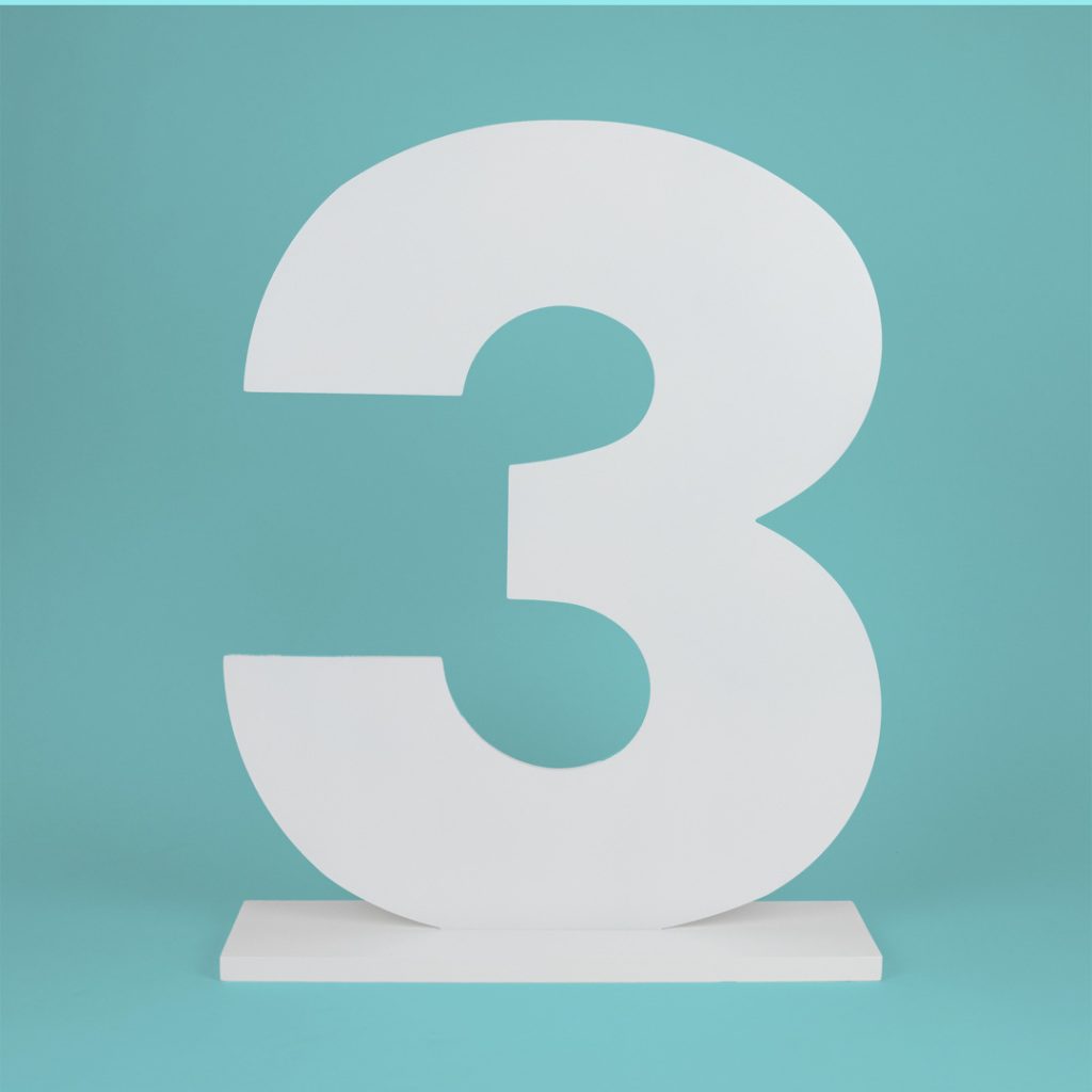 60cm MDF Birthday Numbers With Stand - 0 to 9 Available