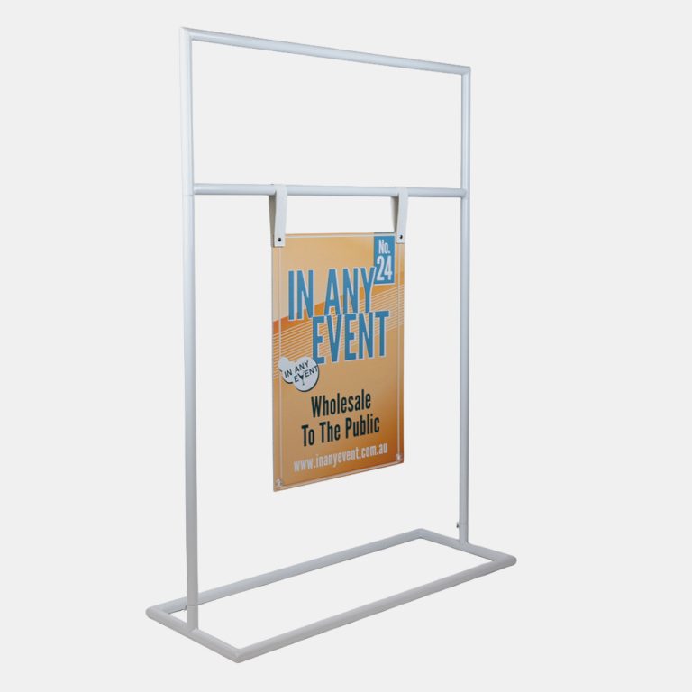 Double Metal Signage Stand | White Metal Frame for Event Signs