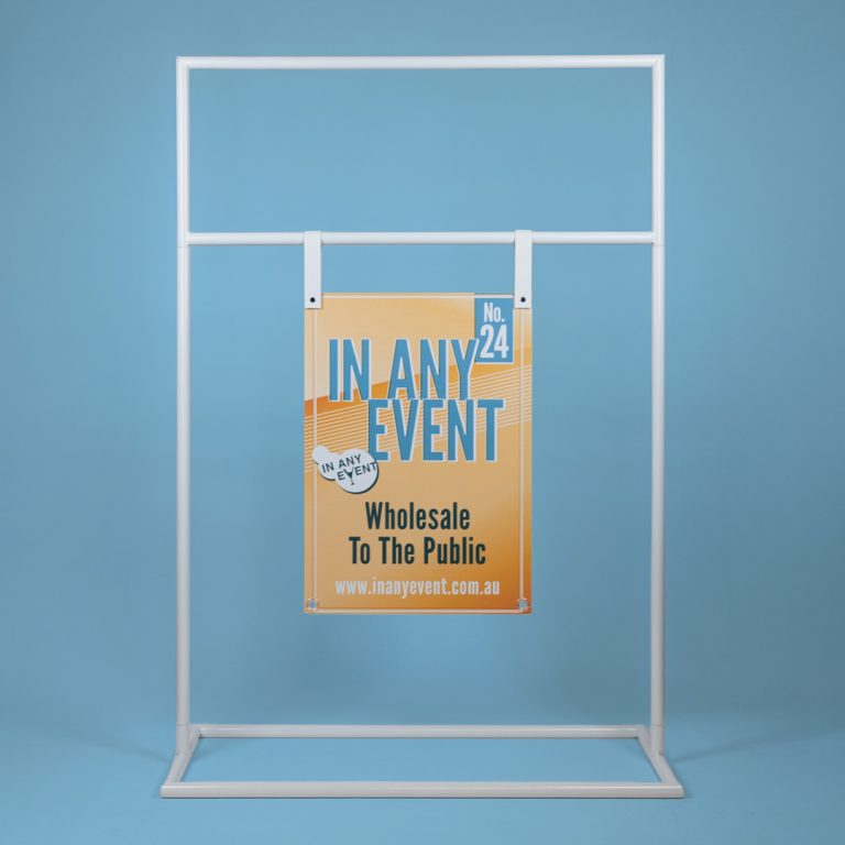 Double Metal Signage Stand | White Metal Frame for Event Signs