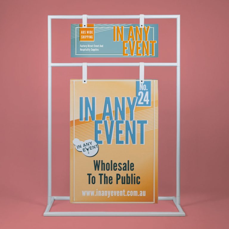 Double Metal Signage Stand | White Metal Frame for Event Signs